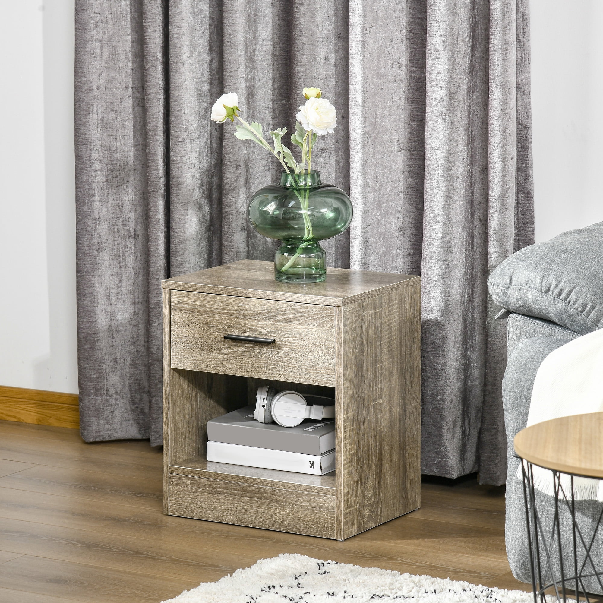 HOMCOM Indoor Modern Storage Particleboard End Table, Gray - Walmart.com