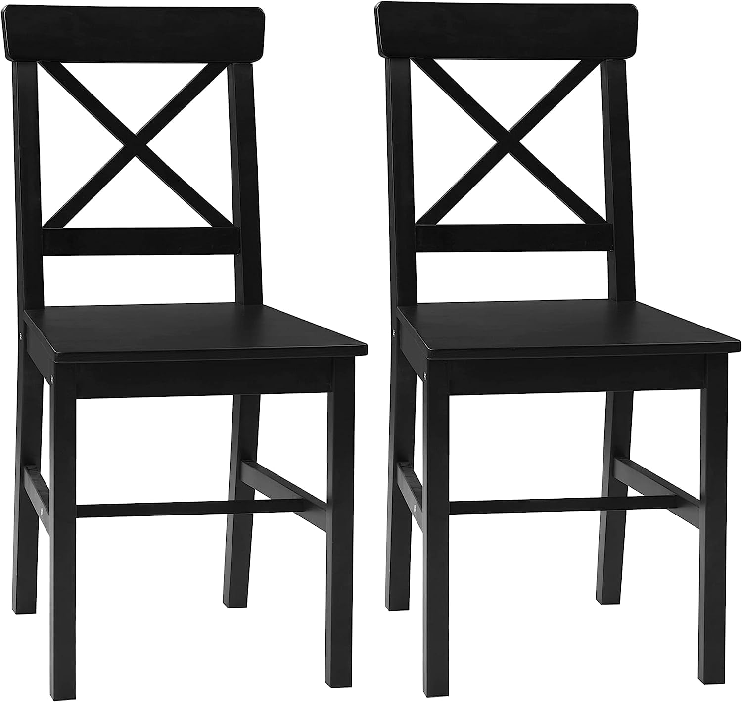 HOMCOM Modern Farmhouse Dining Chairs Set of 2 Wooden Kitchen Chairs ...