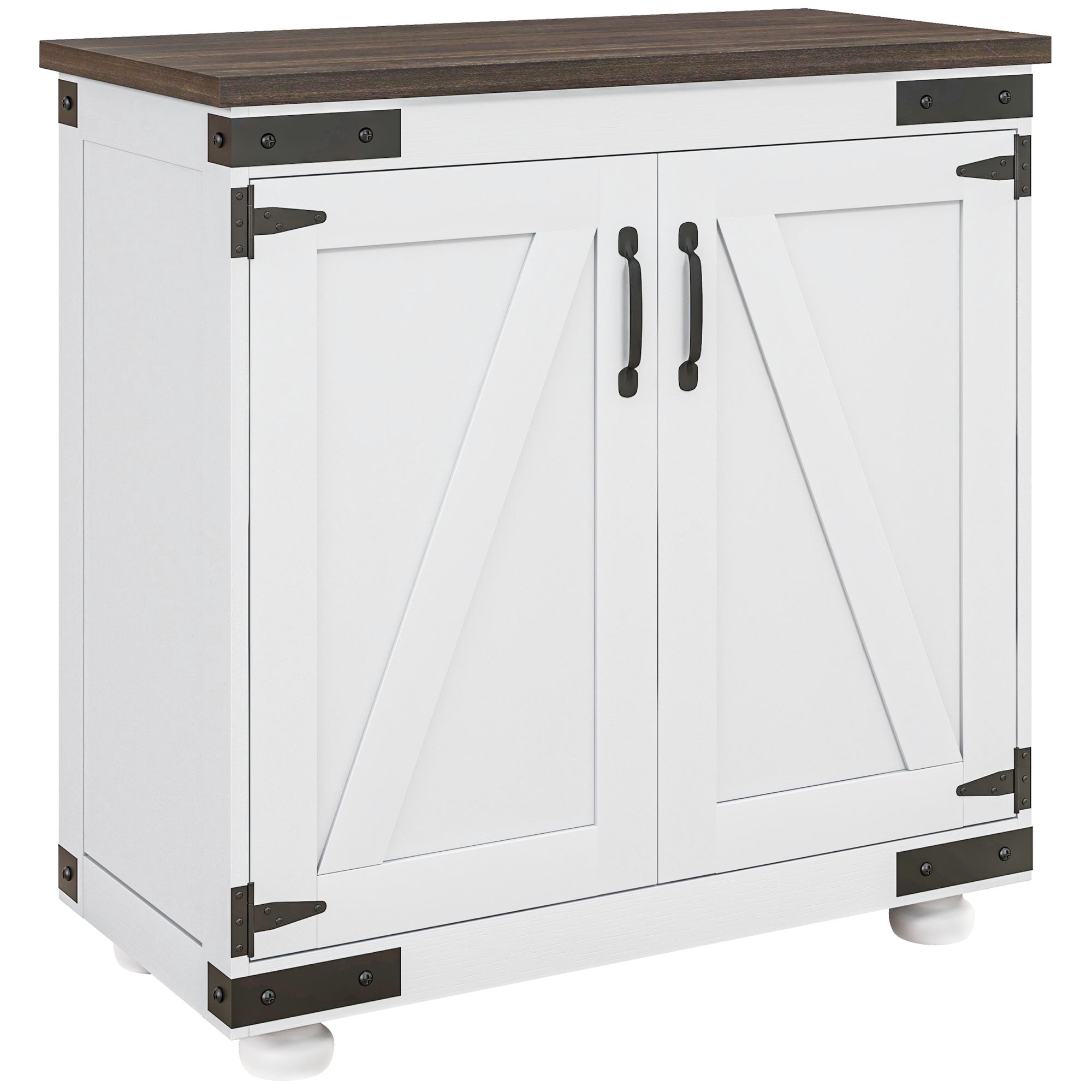 HOMCOM Modern Farmhouse Sideboard, Buffet Cabinet with Barn Style Door ...