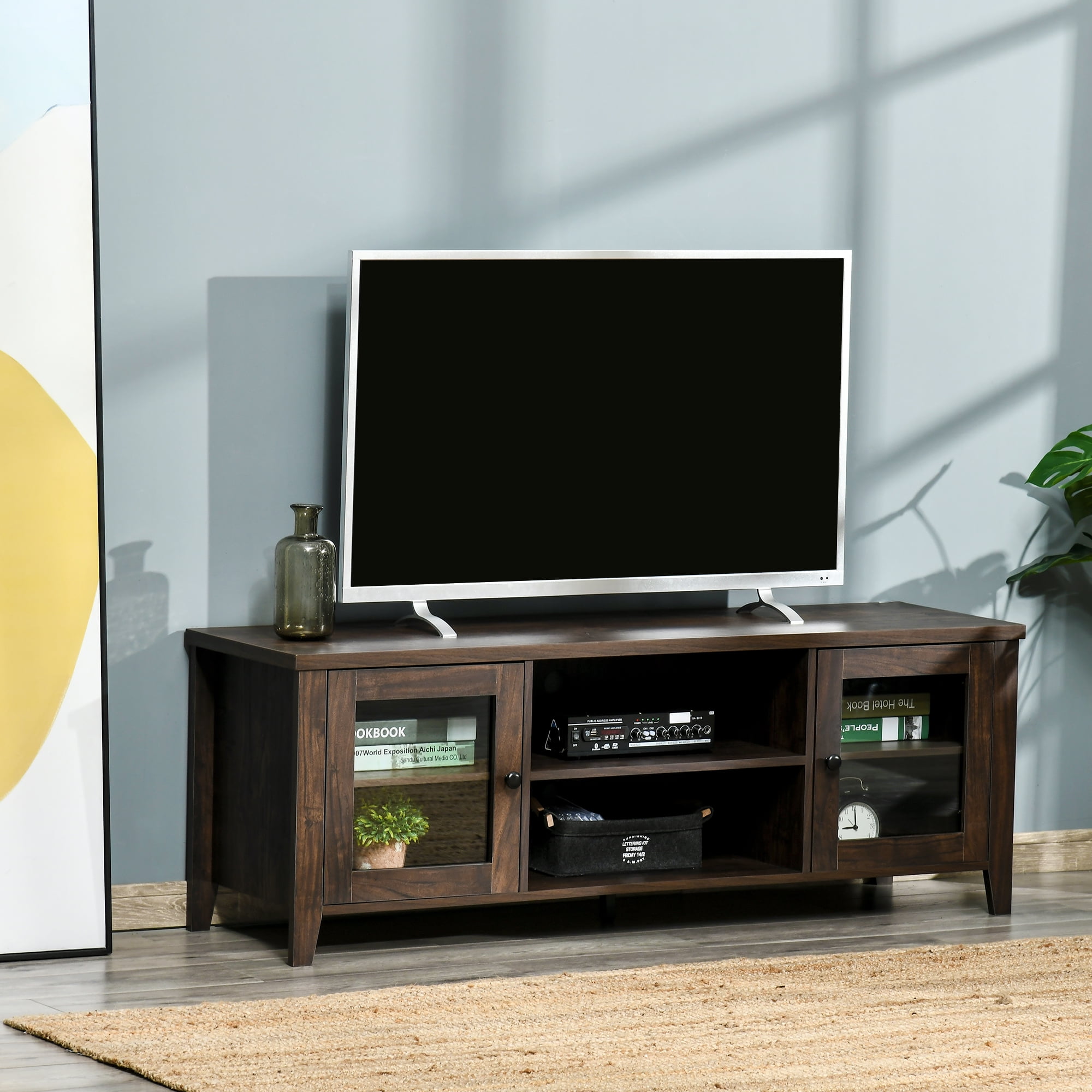 HOMCOM Modern Open Storage Side Furniture TV Stand for TVs up to 60 ...