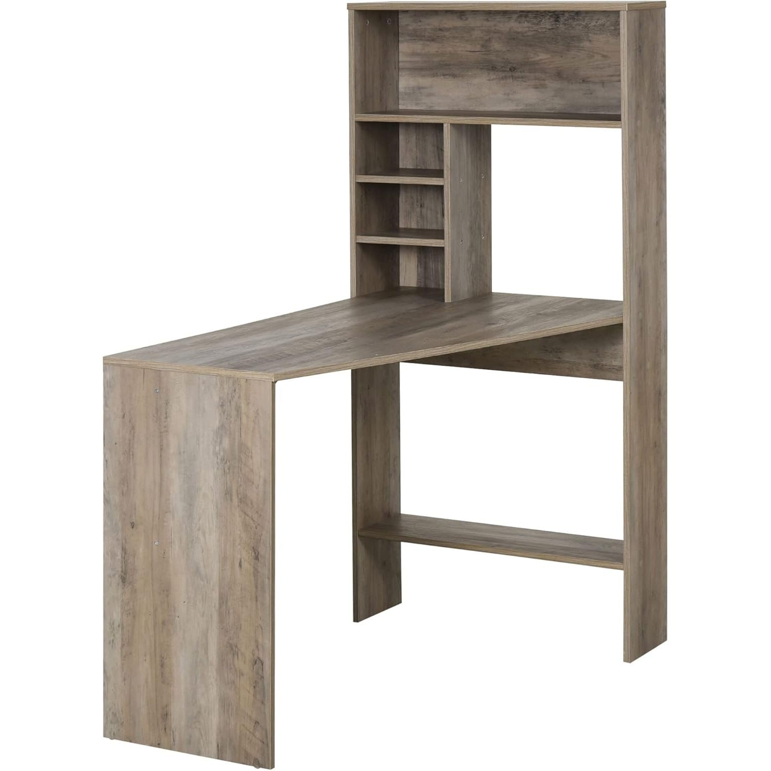 HOMCOM Nordic Style Computer Desk with Hutch and Storage Shelves PC ...