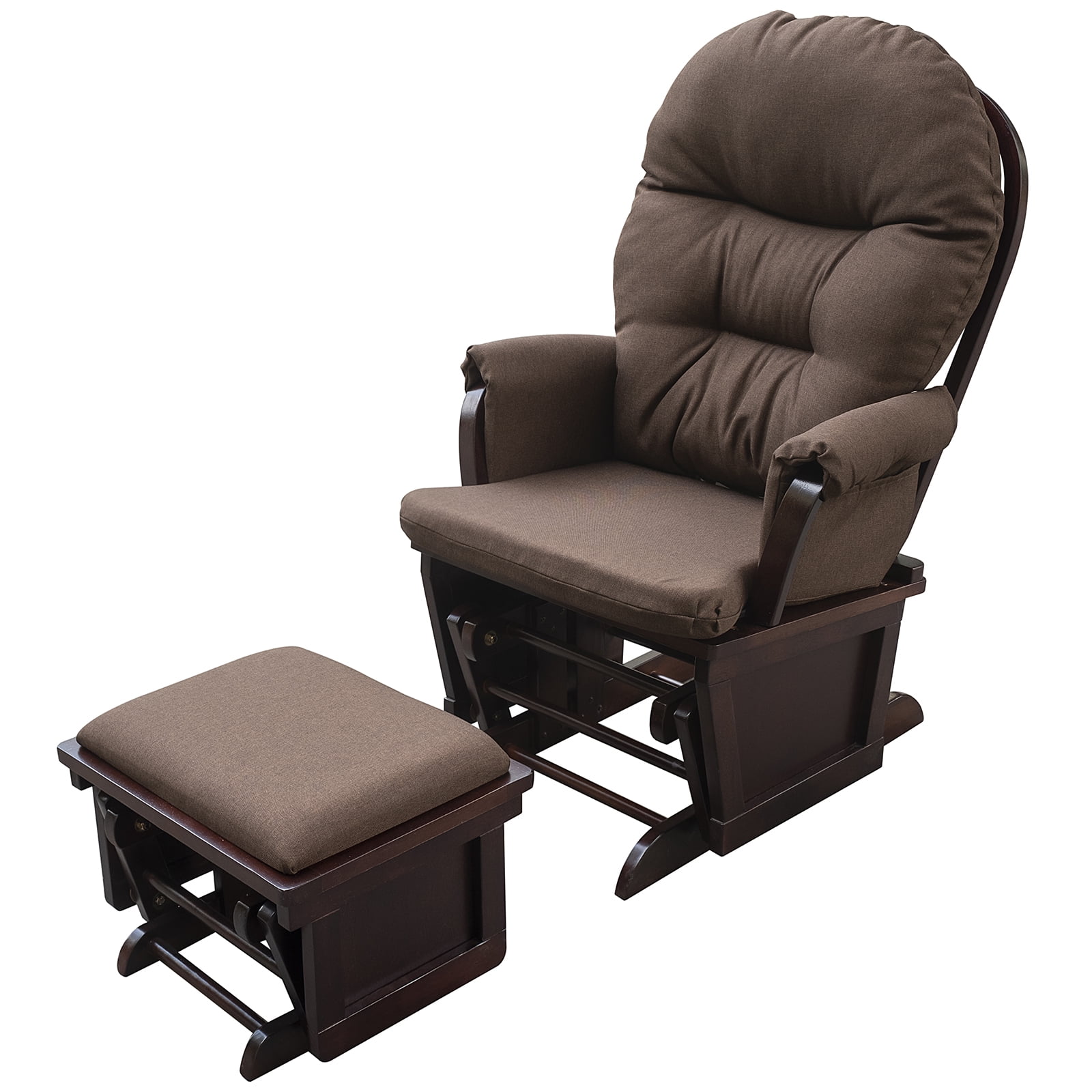 HOMCOM Nursery Glider Rocking Chair with Ottoman, Thick Padded Cushion ...