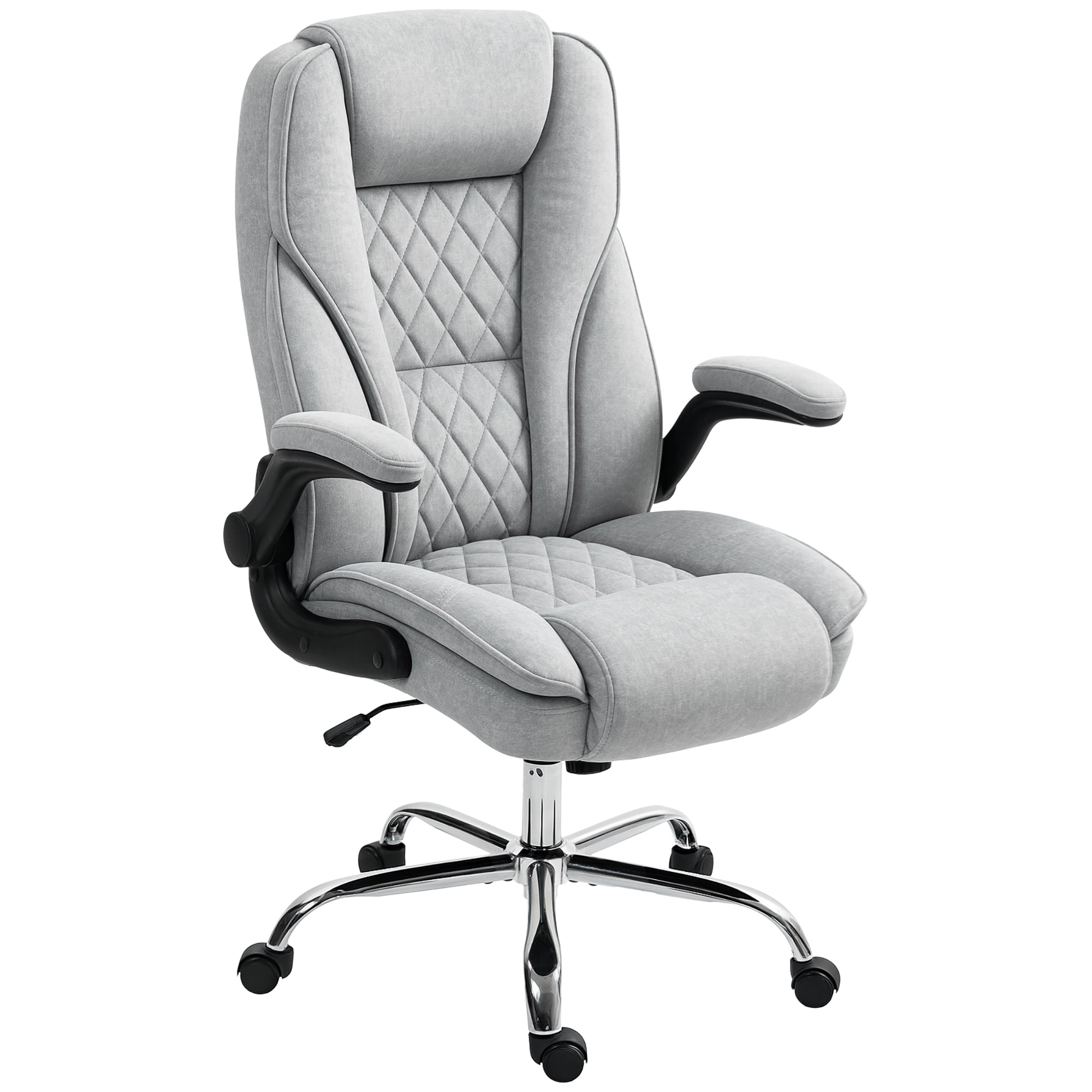 HOMCOM Office Chair, Computer Desk Chair with Flip-up Armrest, Gray ...