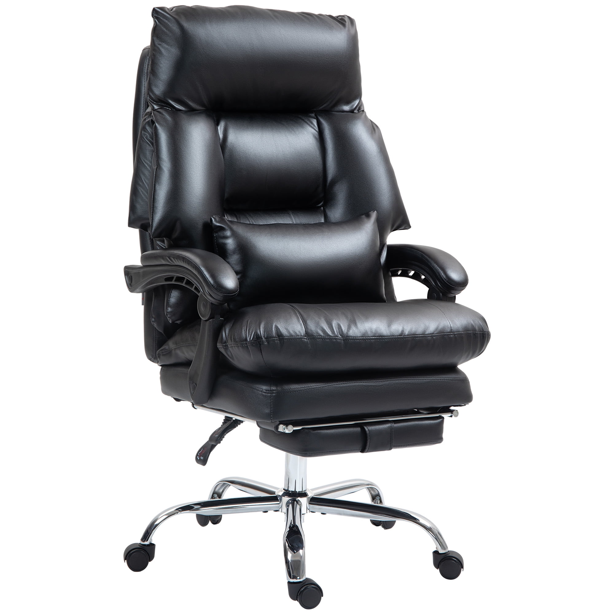HOMCOM Overstuffed Office Chair, Reclining Computer Chair, Black ...