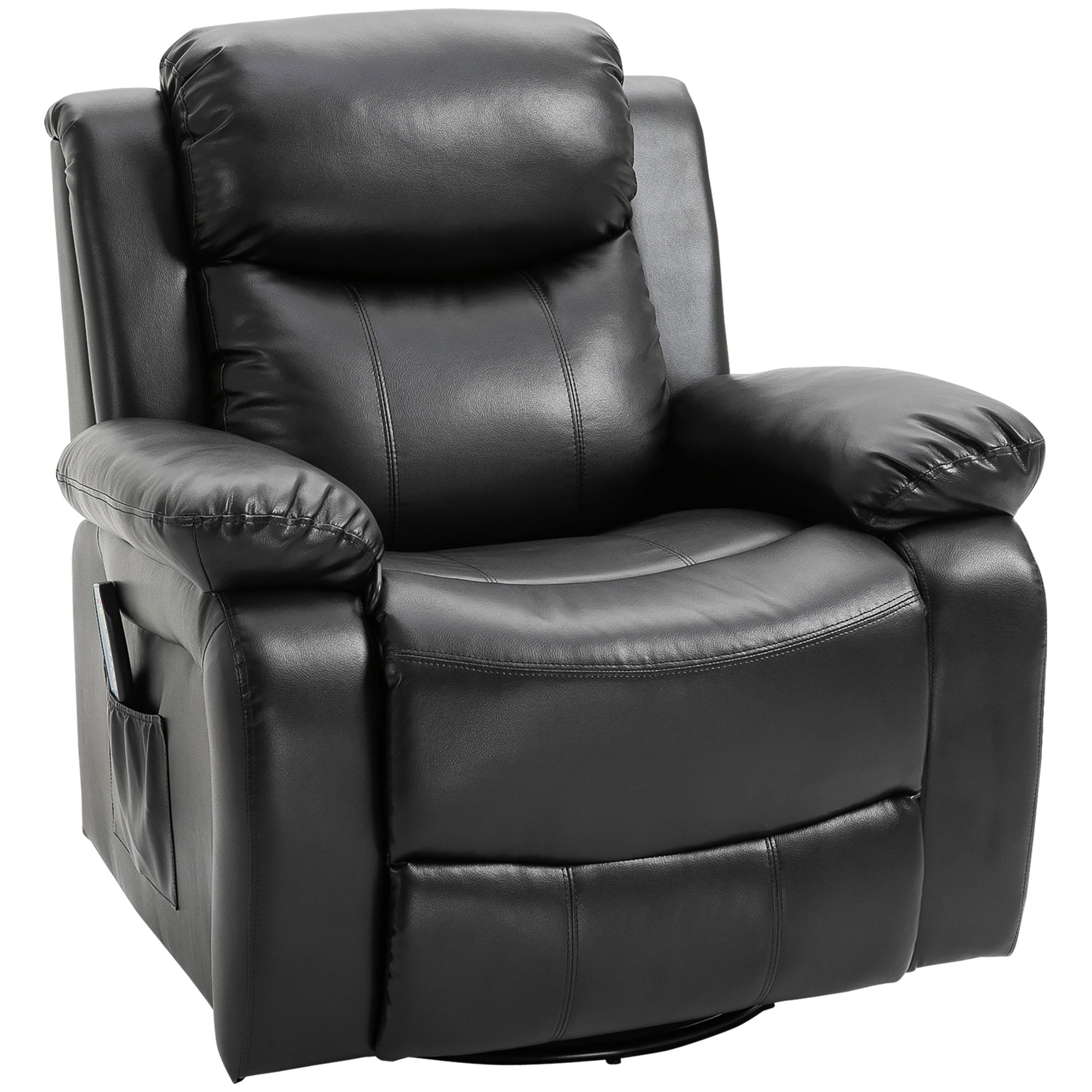 HOMCOM PU Leather Massage Recliner Chair, Swivel Rocker Sofa with ...