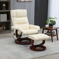 HOMCOM PU Leather Massage Recliner with Ottoman and Remote, Cream White ...
