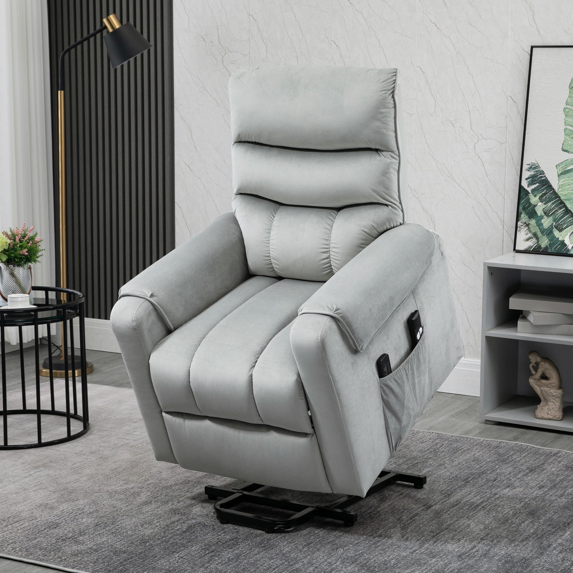 Free Shipping! HOMCOM Electric Power Lift Recliner Chair, Velvet ...