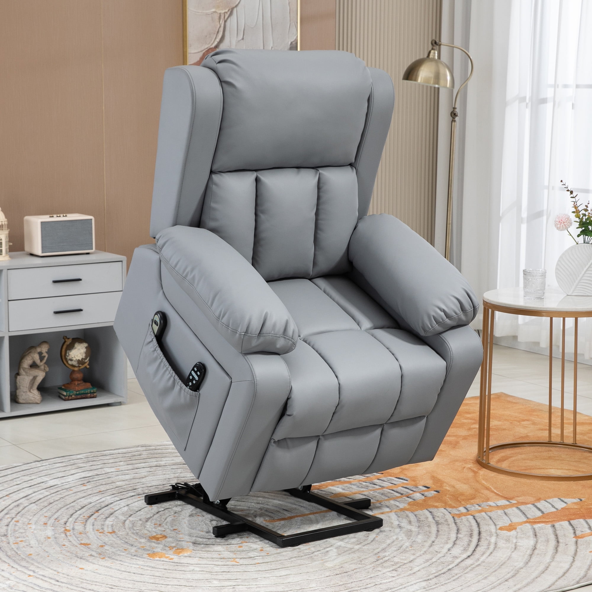 HOMCOM Heated Power Lift Chair with Vibration Massage, Remote Control ...