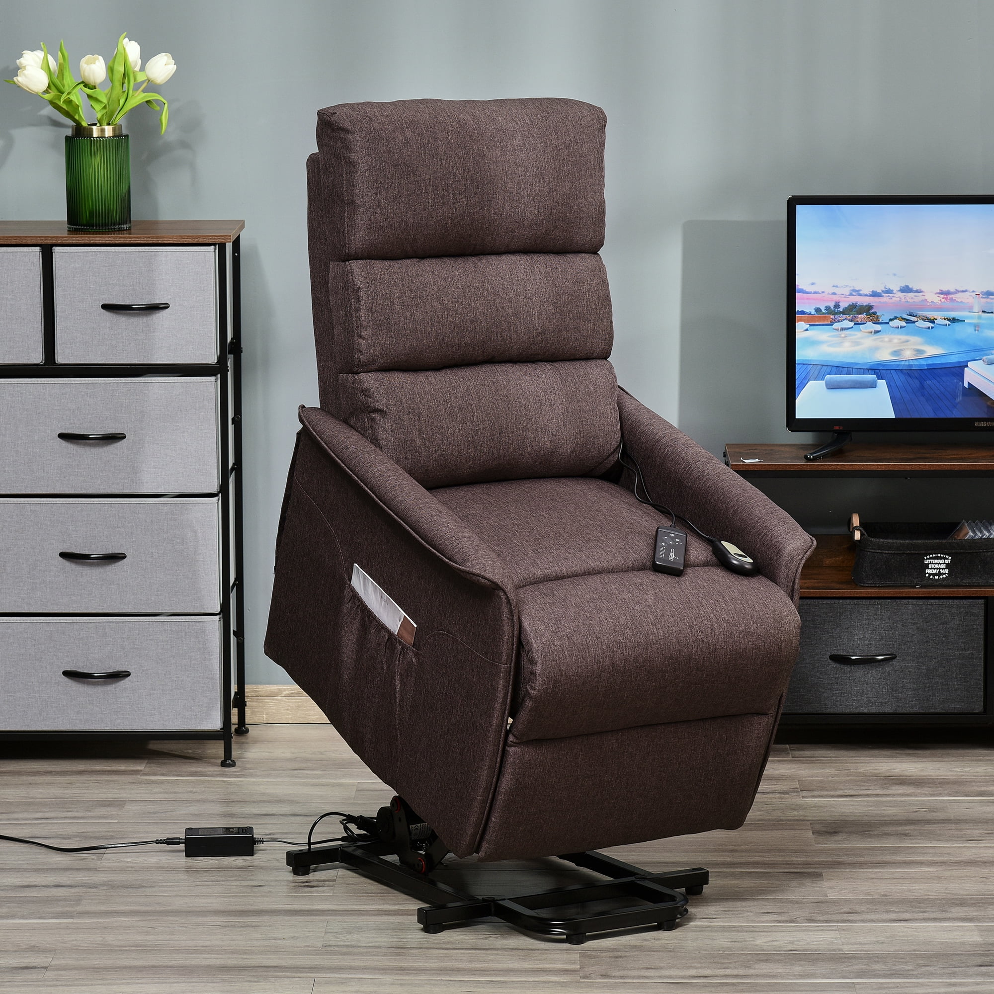 HOMCOM Elderly Electric Reclining Power Lift Chair with Vibration ...