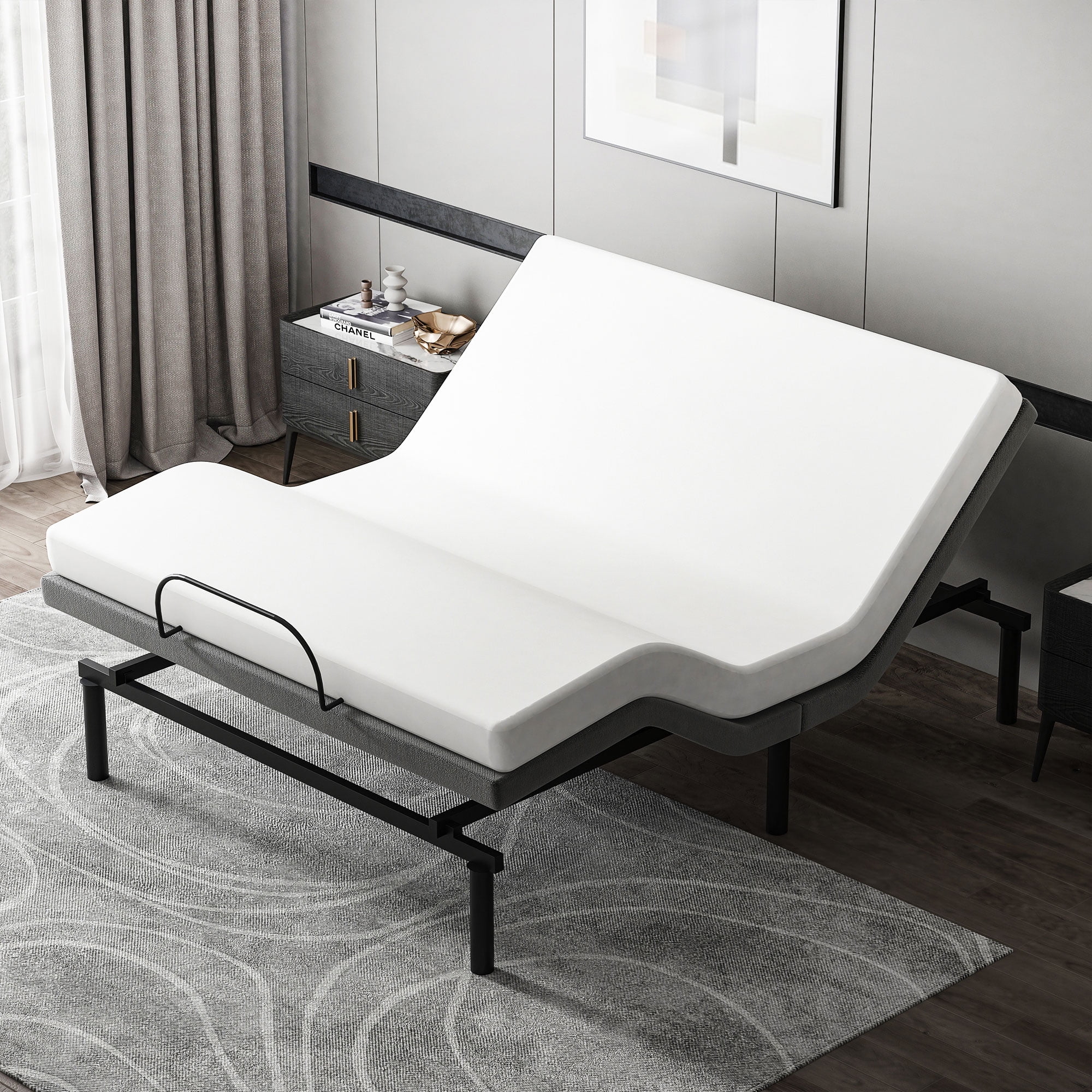 HOMCOM Queen Adjustable Bed Frame, Ergonomic Zero Gravity Power Bed ...