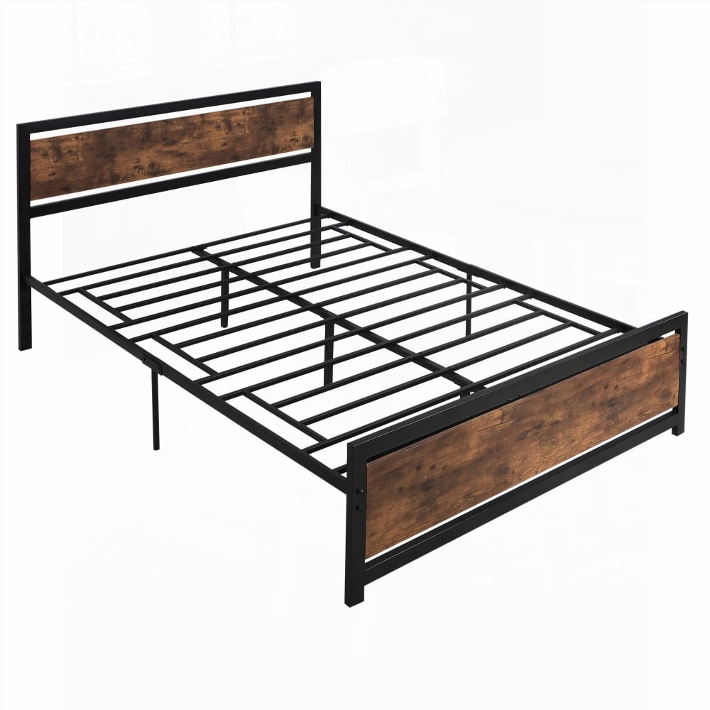 HOMCOM Queen Bed Frame boasting Headboard & Footboard, No Box Spring ...