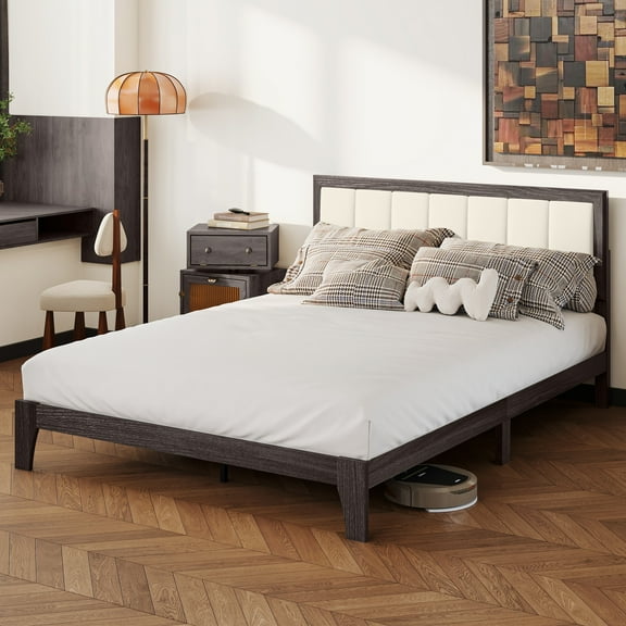 4 EVER WINNER Queen Bed Frames with Headboard, Industrial Style Queen ...
