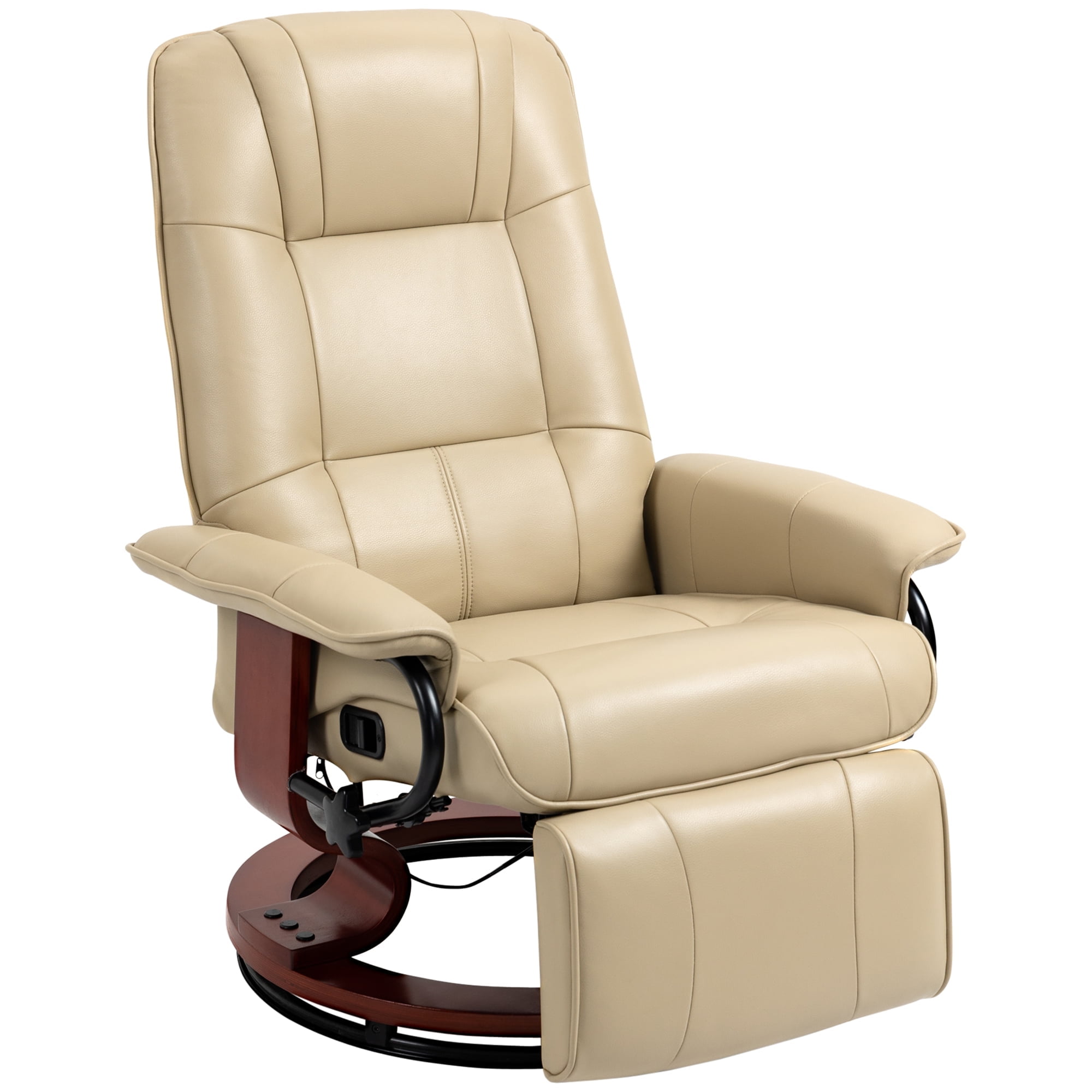 HOMCOM Recliner Chair, Swivel Lounge with Footrest, Armrest, Wood Base ...