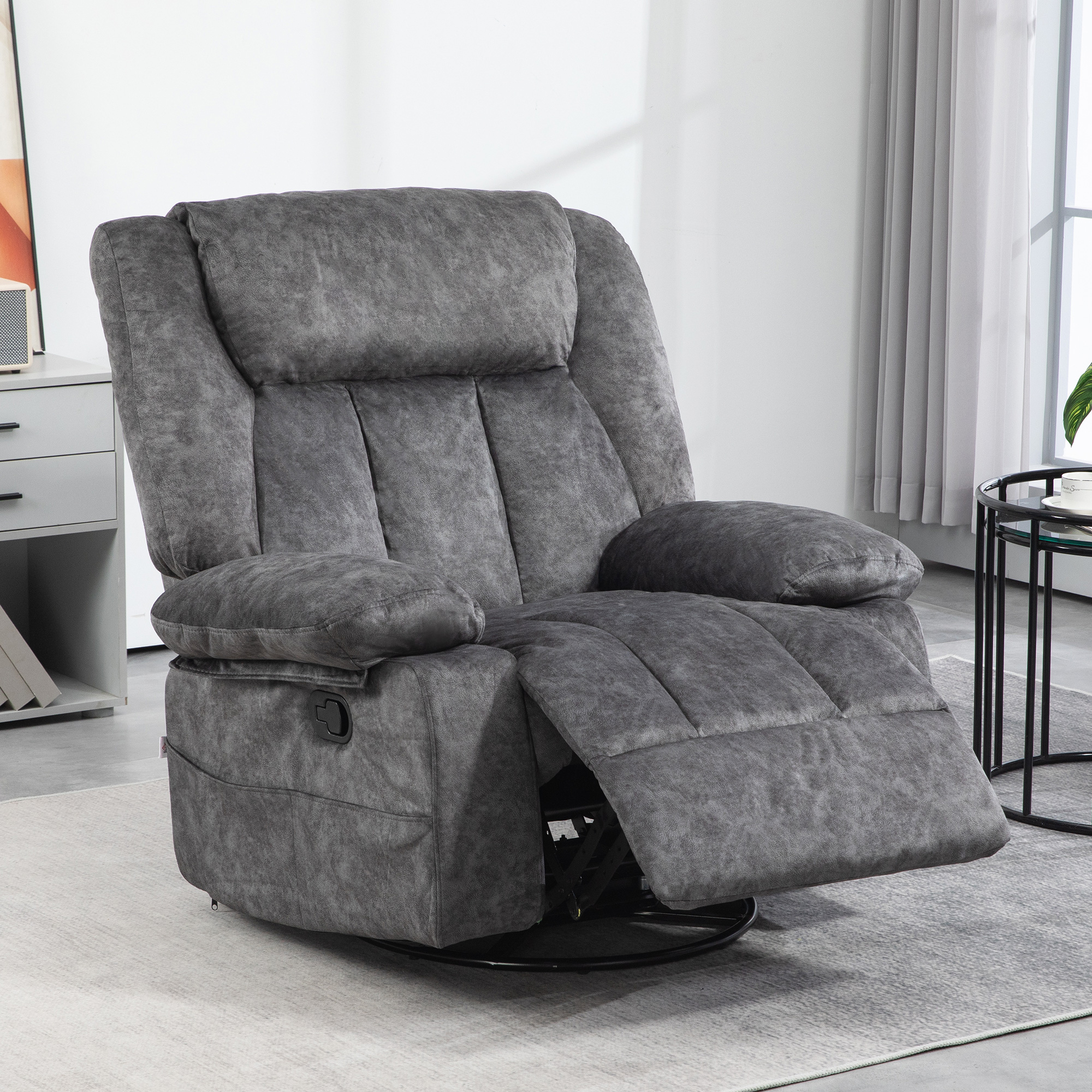 HomCom High Back Fabric Accent Arm Club Chair, Grey - Walmart.com