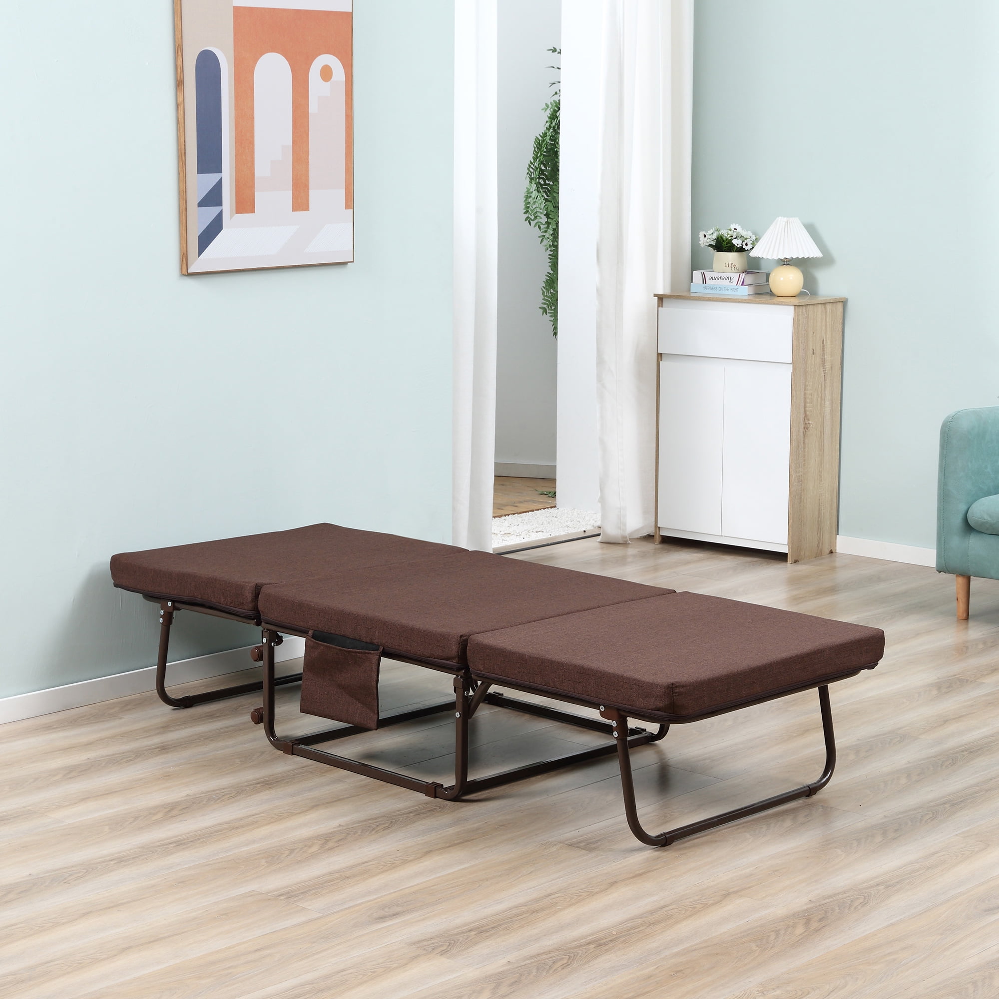 HOMCOM Rollaway Bed, Folding Bed with 3.25" Mattress, Portable Foldable ...