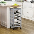 HOMCOM Kitchen Cart on Wheels, Drawer & 4 Baskets, Gray - Walmart.com
