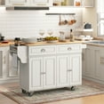HOMCOM Rolling Kitchen Island Drop Leaf, Kitchen Cart on Wheels, Solid ...