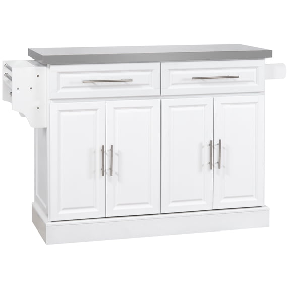 HOMCOM Rolling Kitchen Island with Storage, Portable Kitchen Cart with ...