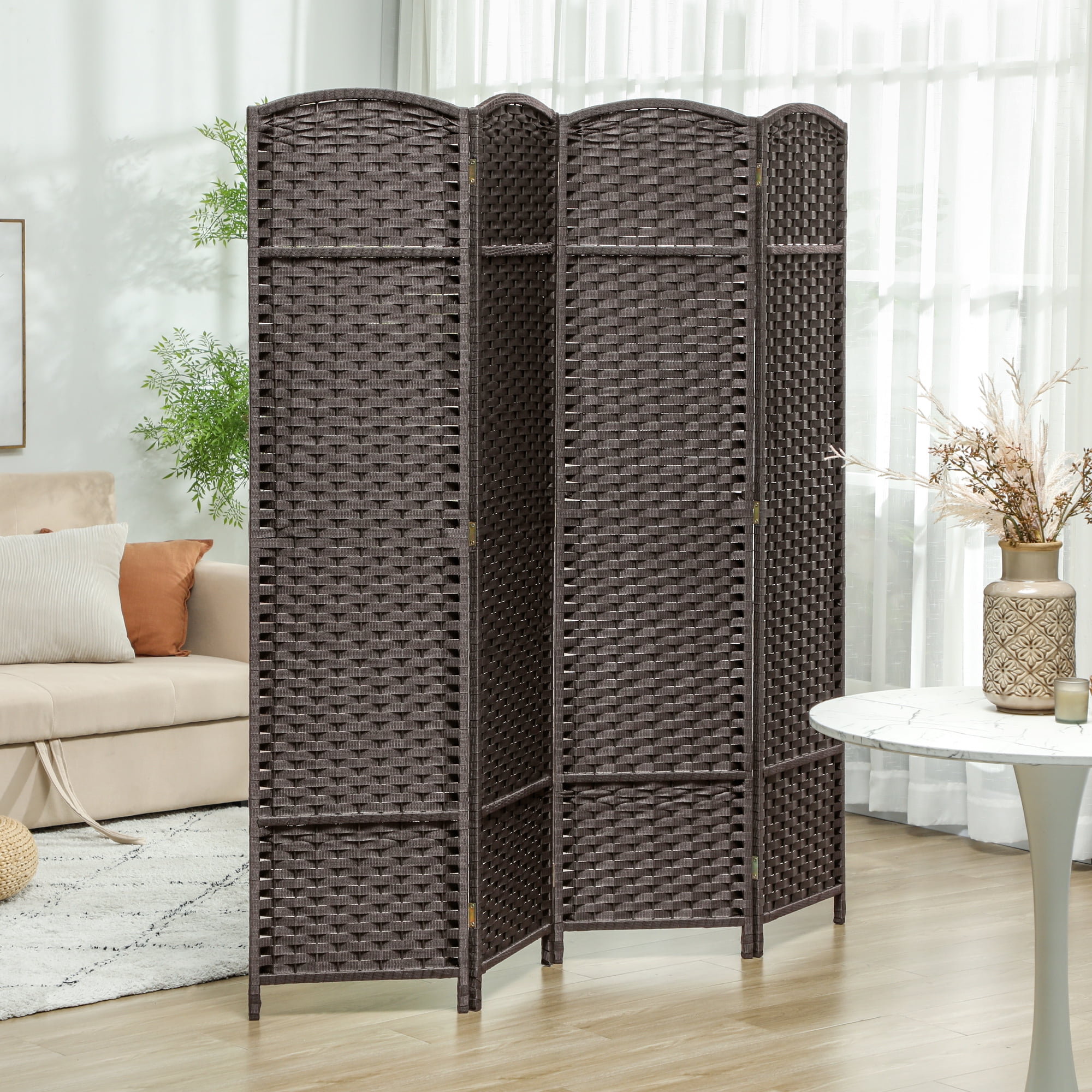 HOMCOM Room Divider, 4 Panel Folding Privacy Screen, 5.6' Tall ...