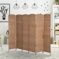HOMCOM 6FT Tall Wicker Weave Room Divider, 6 Panels Privacy Screen for ...