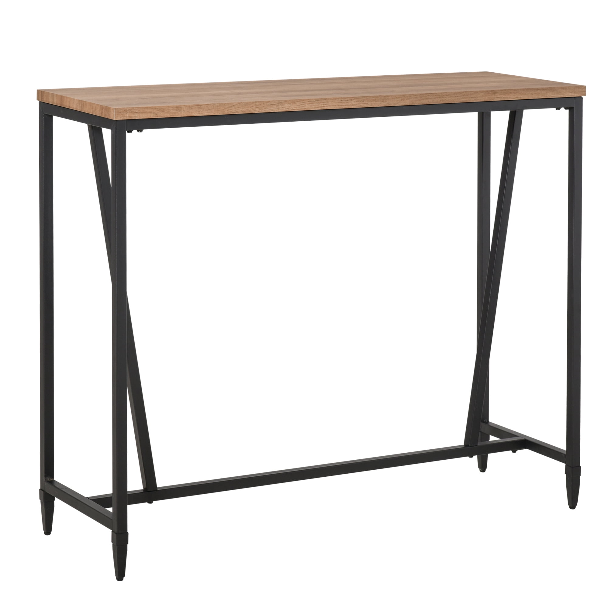 HOMCOM Rustic Industrial Bar Table with Metal Legs & Large Tabletop for ...