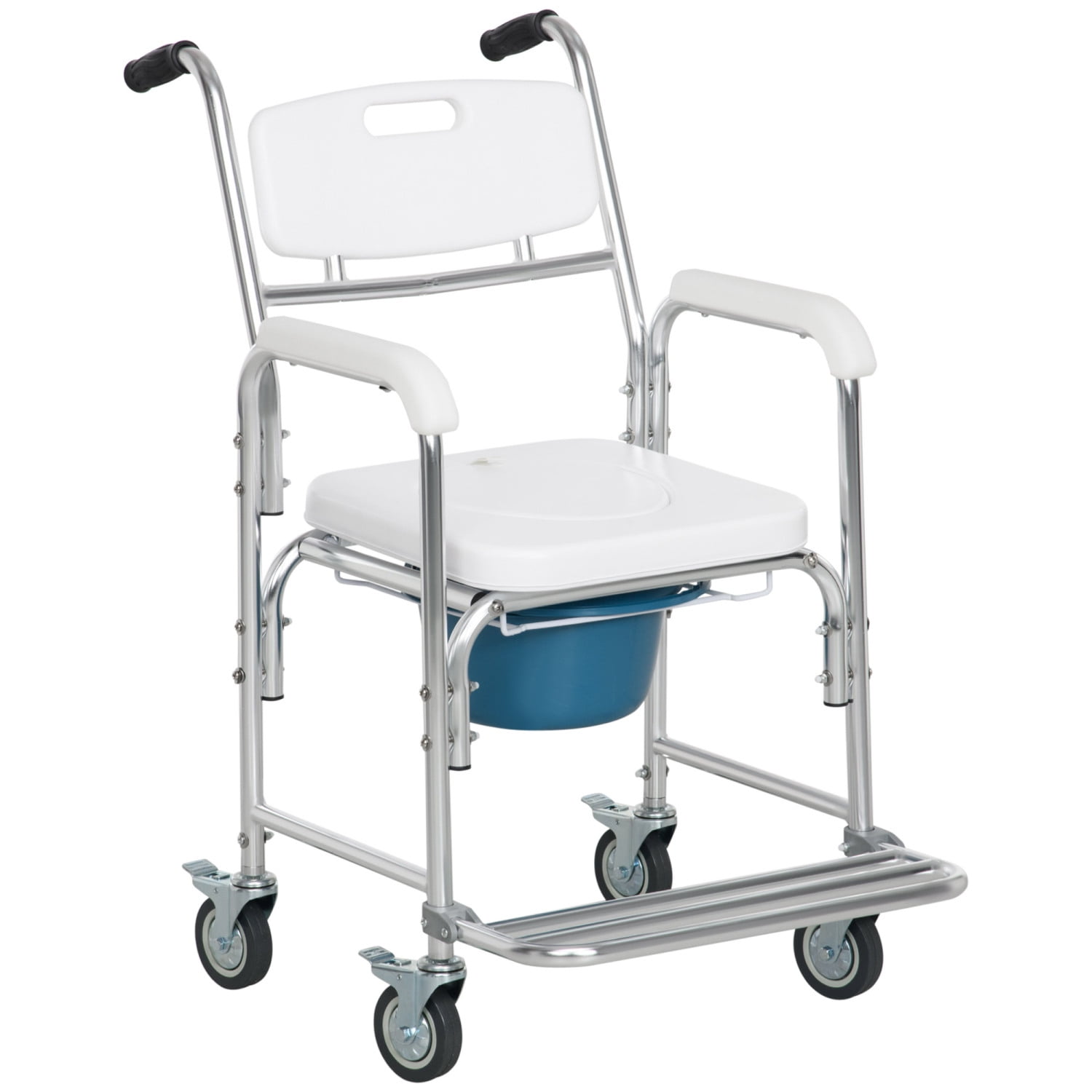 HOMCOM Shower Commode Wheelchair Padded Seat 330 lbs. White - Walmart.com