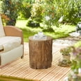 HOMCOM Indoor/Outdoor Small Cement Side Table, Tree Stump Shape, Set of ...
