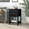 HOMCOM Small Spaces Side Table with Shelves, 2 Storage Drawers, for ...
