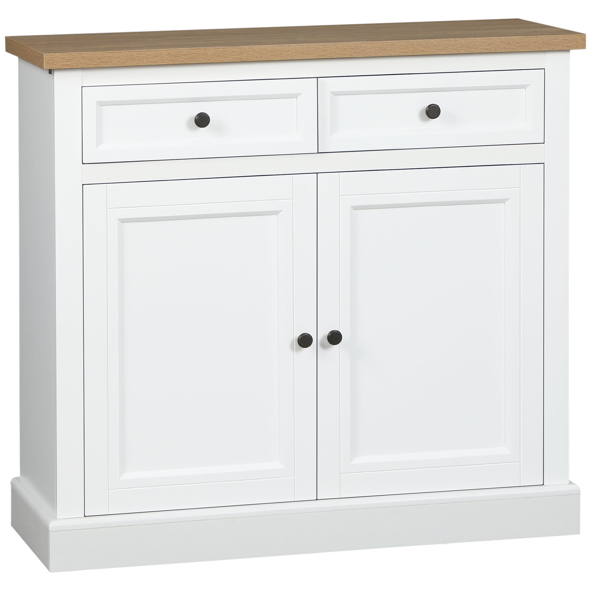 HOMCOM White Sideboard Buffet Cabinet with 2 Drawers, Double Door for ...