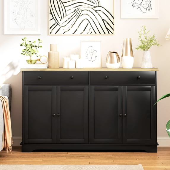 HOMCOM, Sideboard Buffet Cabinet with Storage, 55.1 Inch, Black ...
