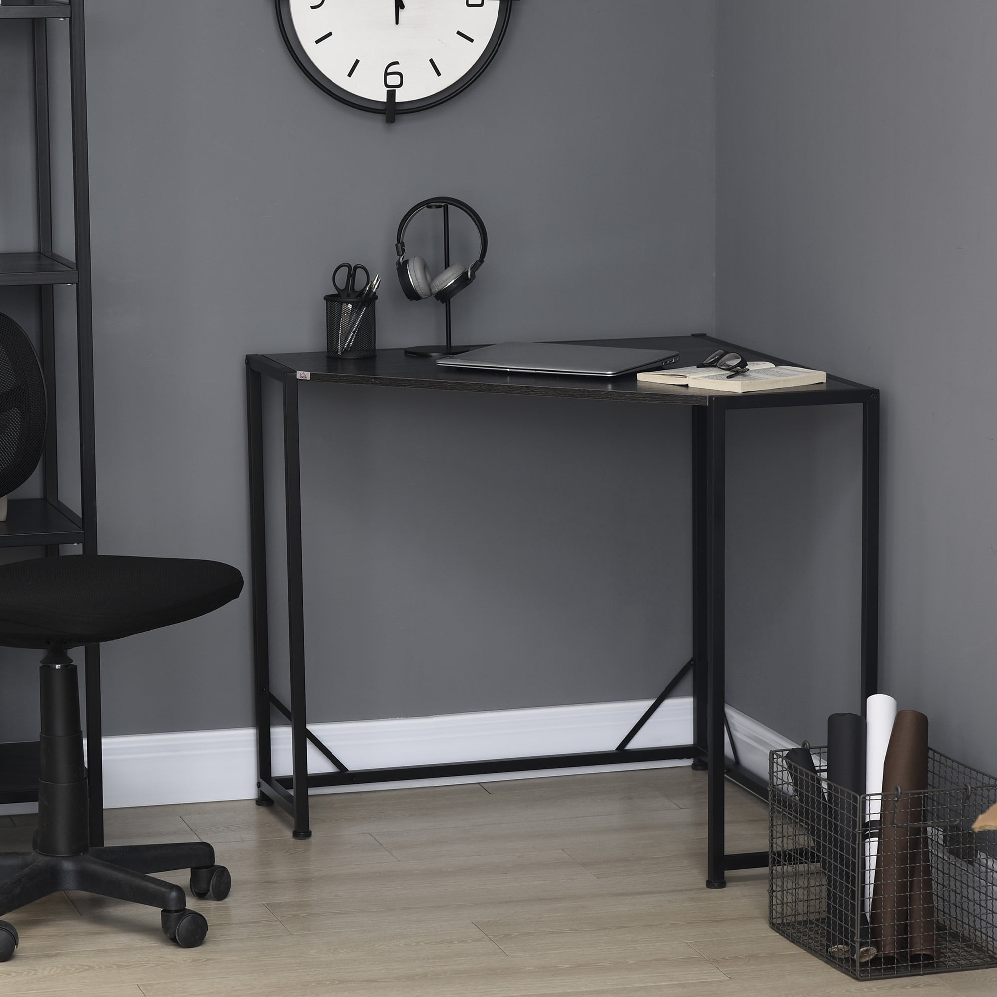 HOMCOM Small Corner Desk Triangle Vanity Table Computer Desk Gray ...