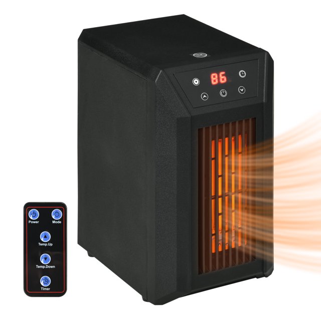 HOMCOM Space Heater for Indoor with Thermostat 3 Modes Remote Timer ...