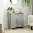 HOMCOM Stone Gray Farmhouse Sideboard Buffet Cabinet - Walmart.com