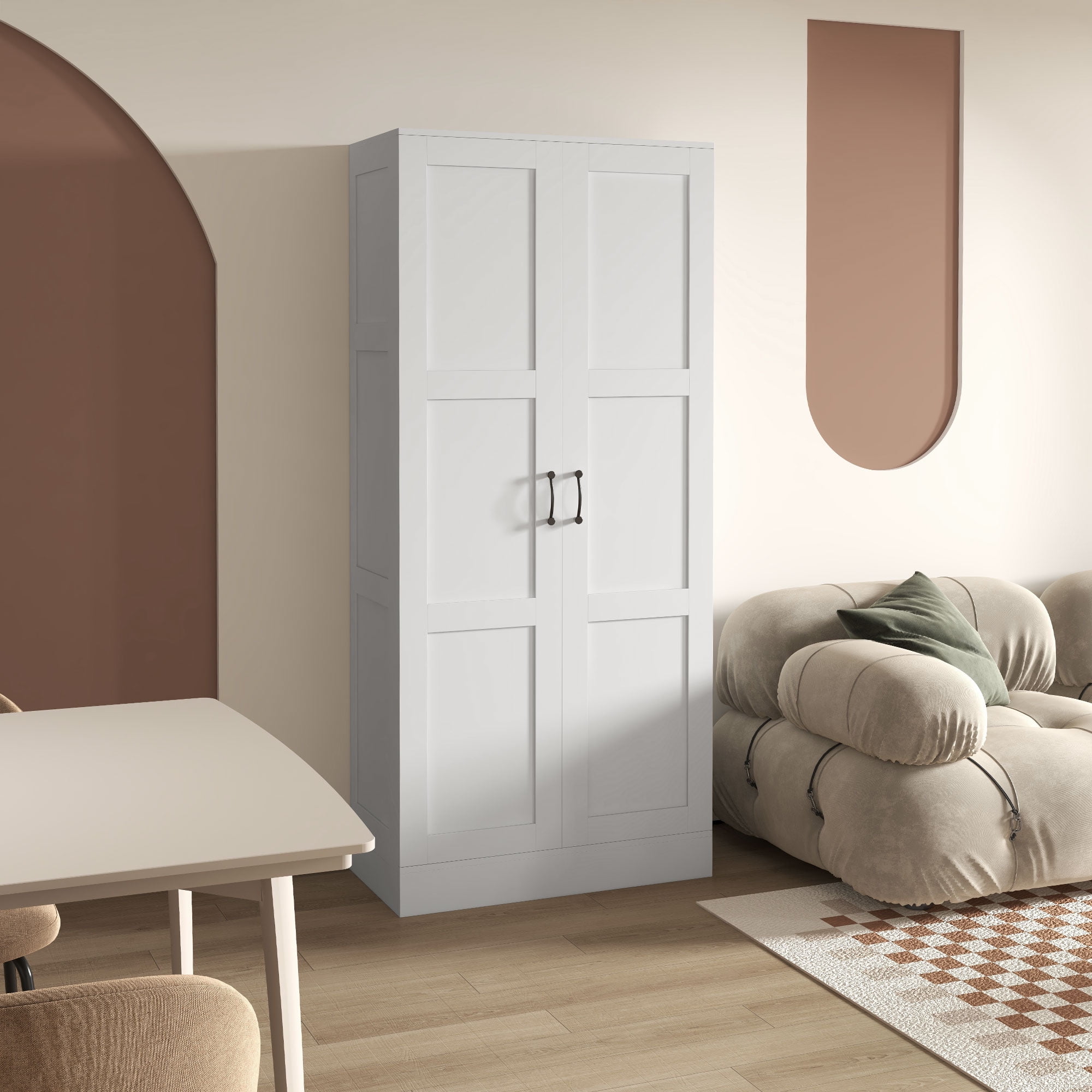 HOMCOM Storage Cabinet w/ Storage Shelves, Pantry Cupboard Cabinet ...