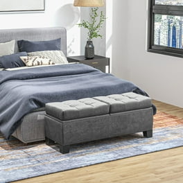 JAMPOOCA Velvet Storage Bench with Metal Legs Gray Walmart