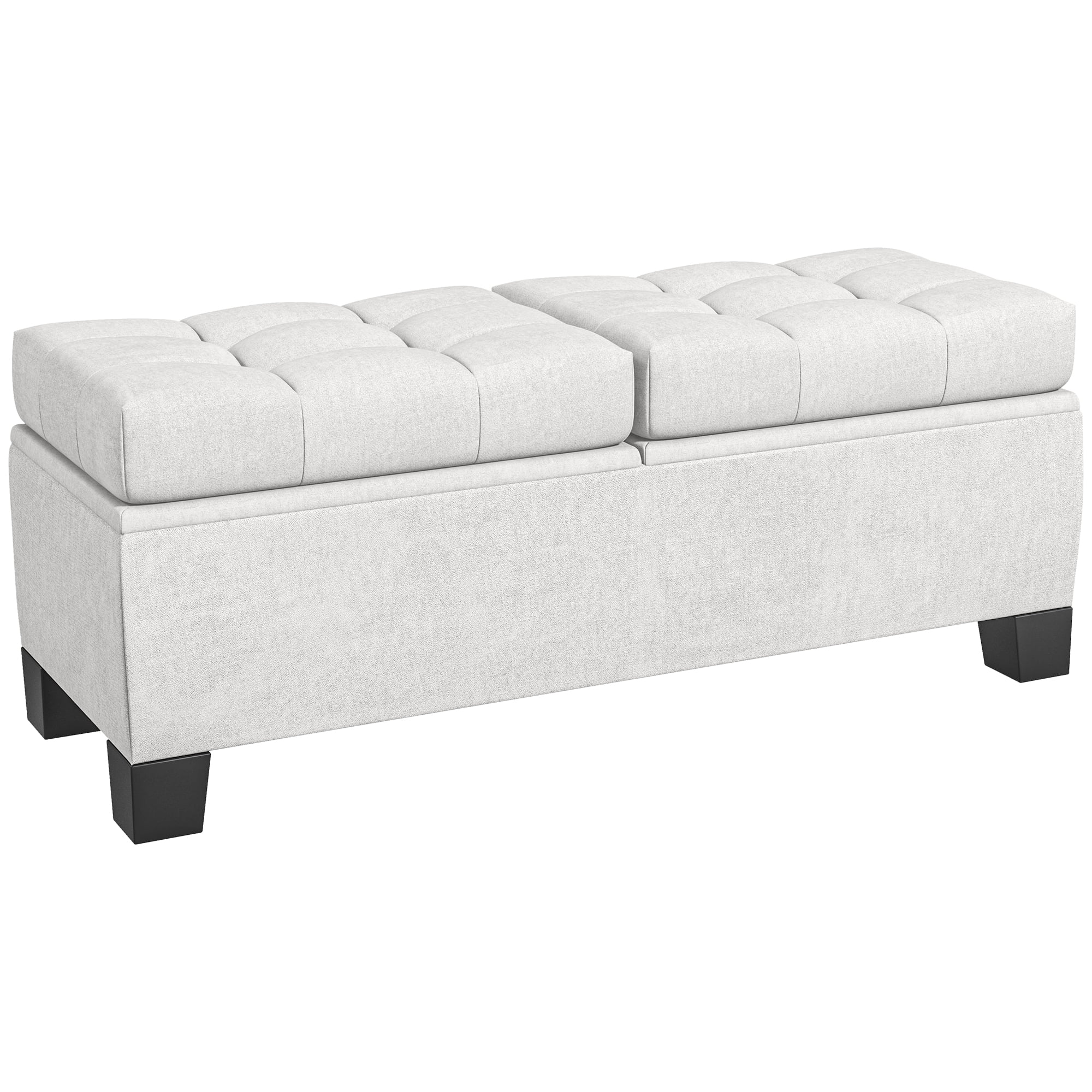 HOMCOM Storage End of Bed Bench, Upholstered Bench with Steel Frame ...