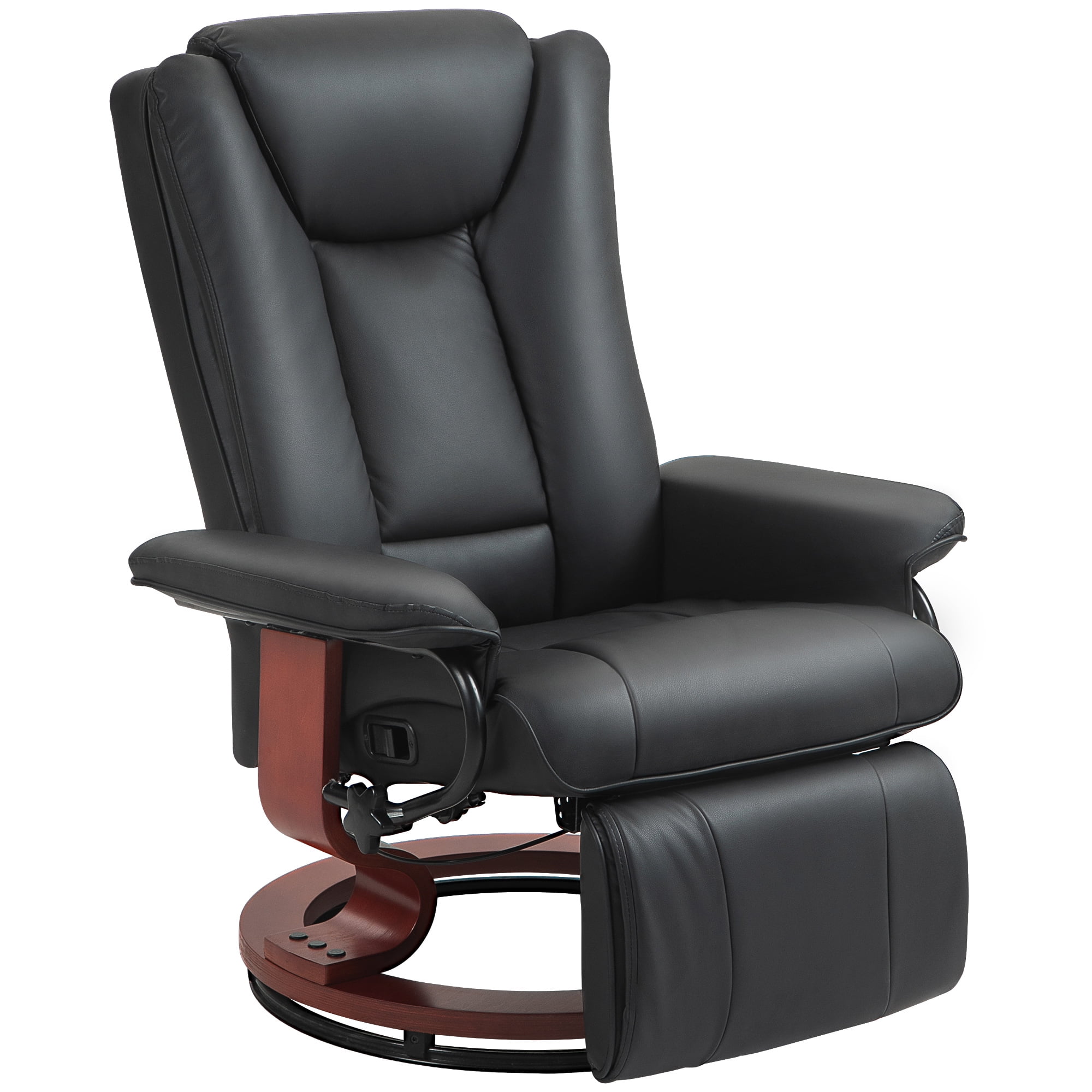 HOMCOM Swivel Recliner Chair w/ Footrest, PU Leather Reclining Chair ...