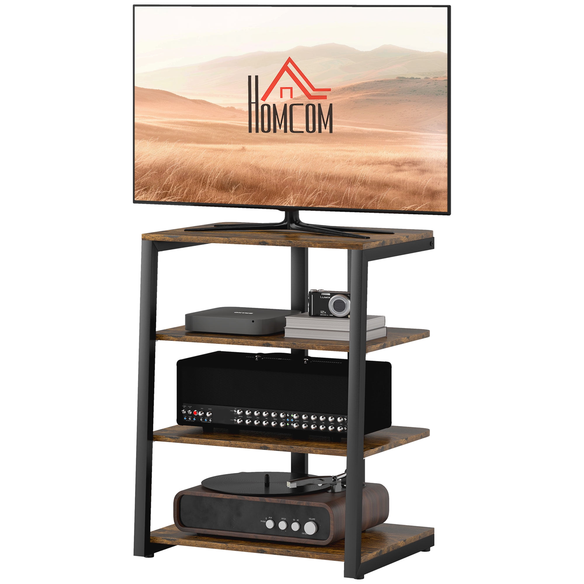 HOMCOM TV Stand for 28" TVs with Shelves and Extension Lead Holder ...