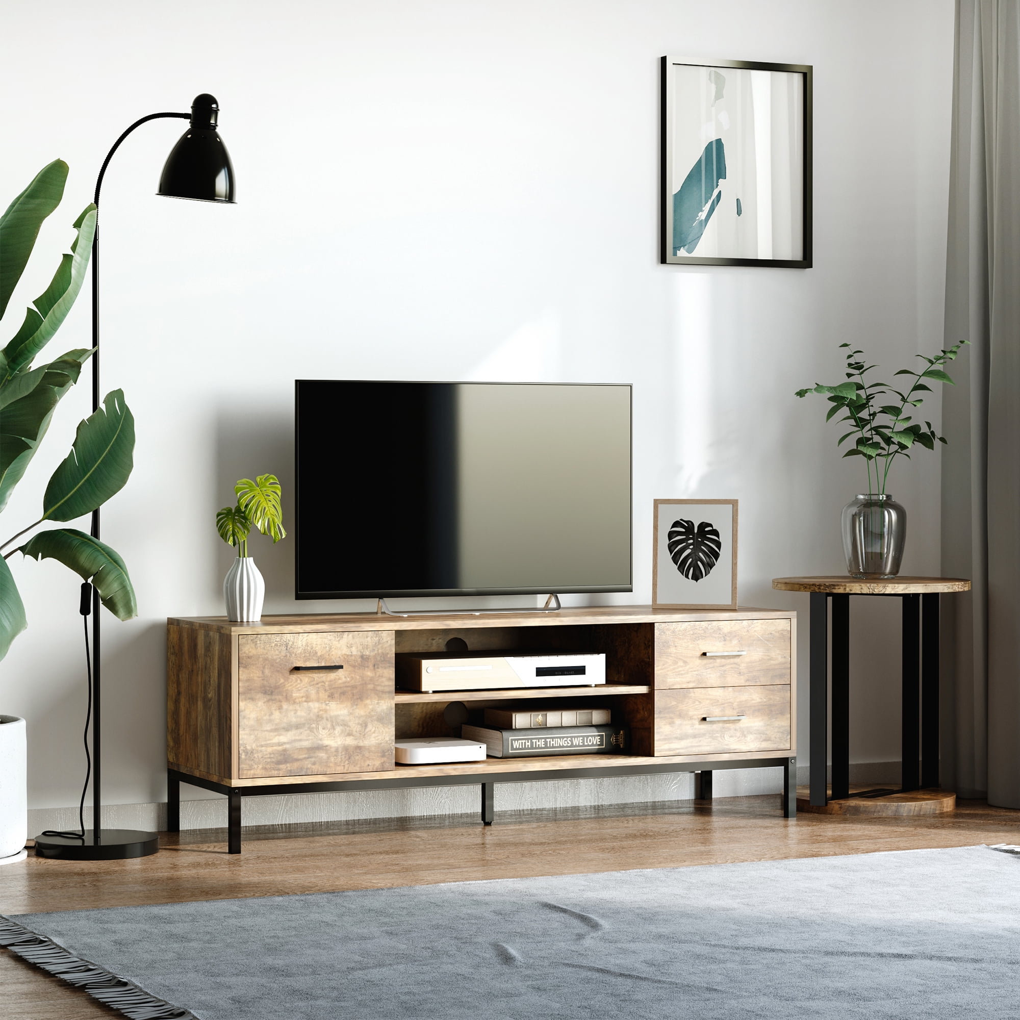 HOMCOM TV Stand for TV up to 50 Inches, Entertainment Center with Door ...