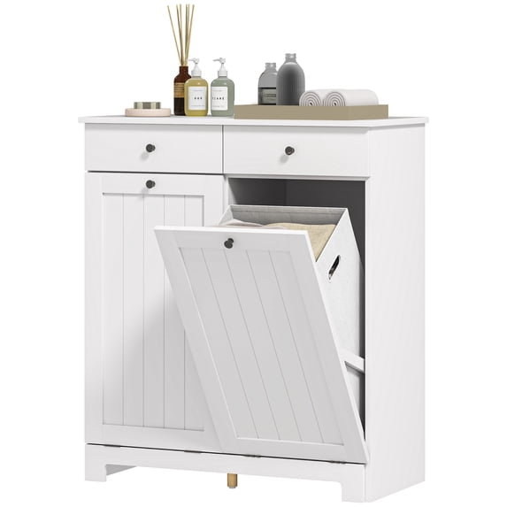HOMCOM Tilt Out Laundry Hamper, Laundry Hamper Cabinet with Drawer ...