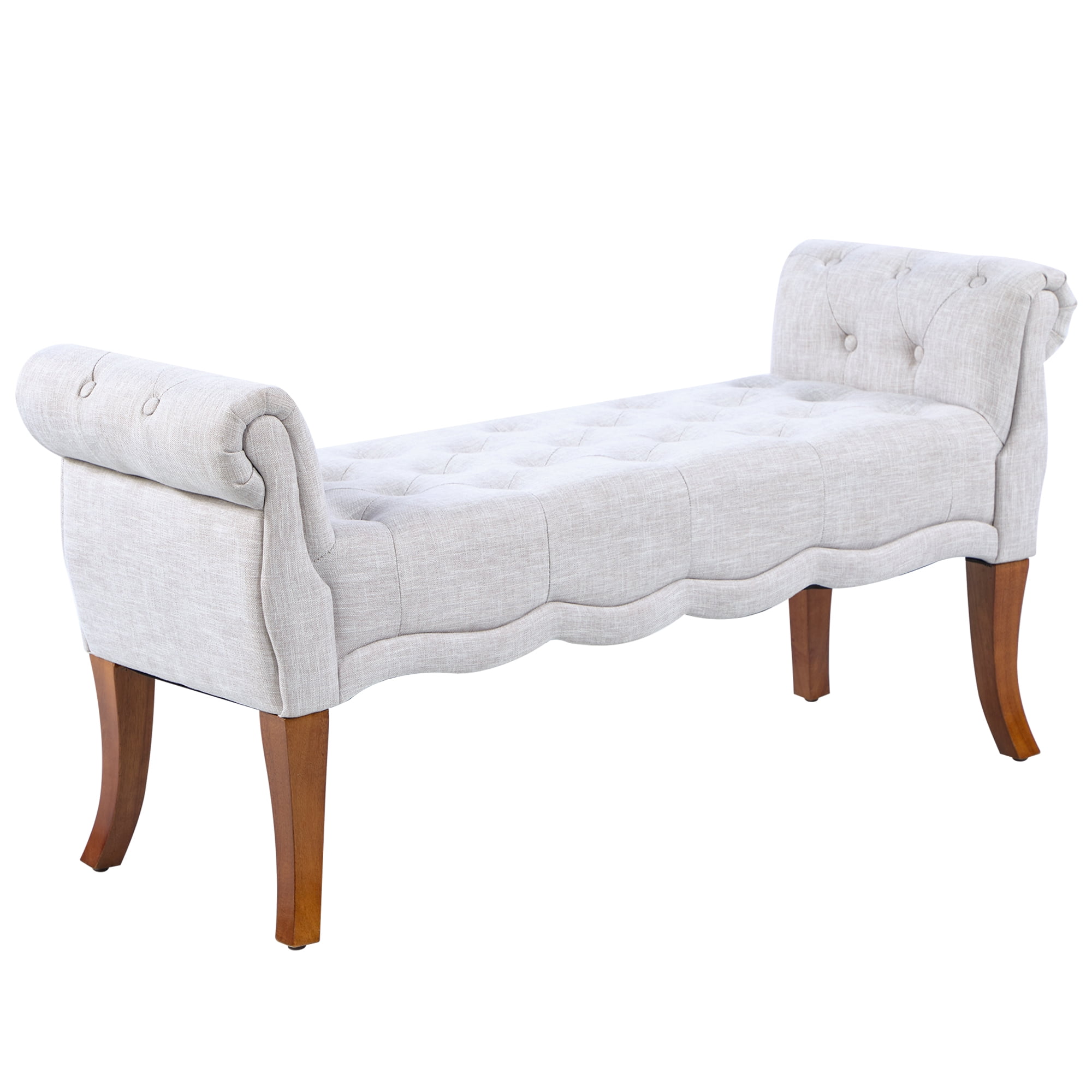 HOMCOM Traditional Style End of Bed Bench, Upholstered Entryway Bench ...