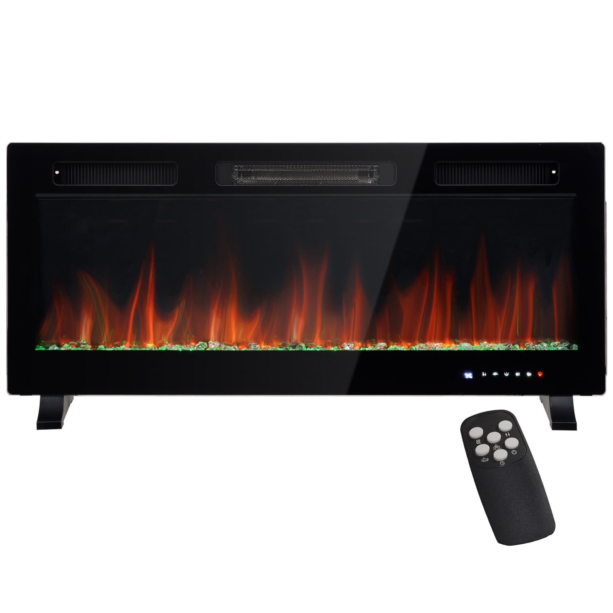 HOMCOM 42" Ultra-thin Recessed and Wall Mounted Electric Fireplace ...