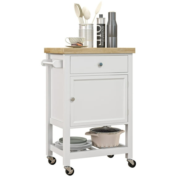HOMCOM Utility Kitchen Cart Rolling Kitchen Island with Smooth ...
