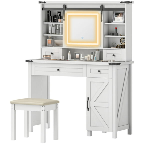 Jopath 3 in 1 Vanity Desk with Plip Top Mirror and Lights,18.9 inch W ...