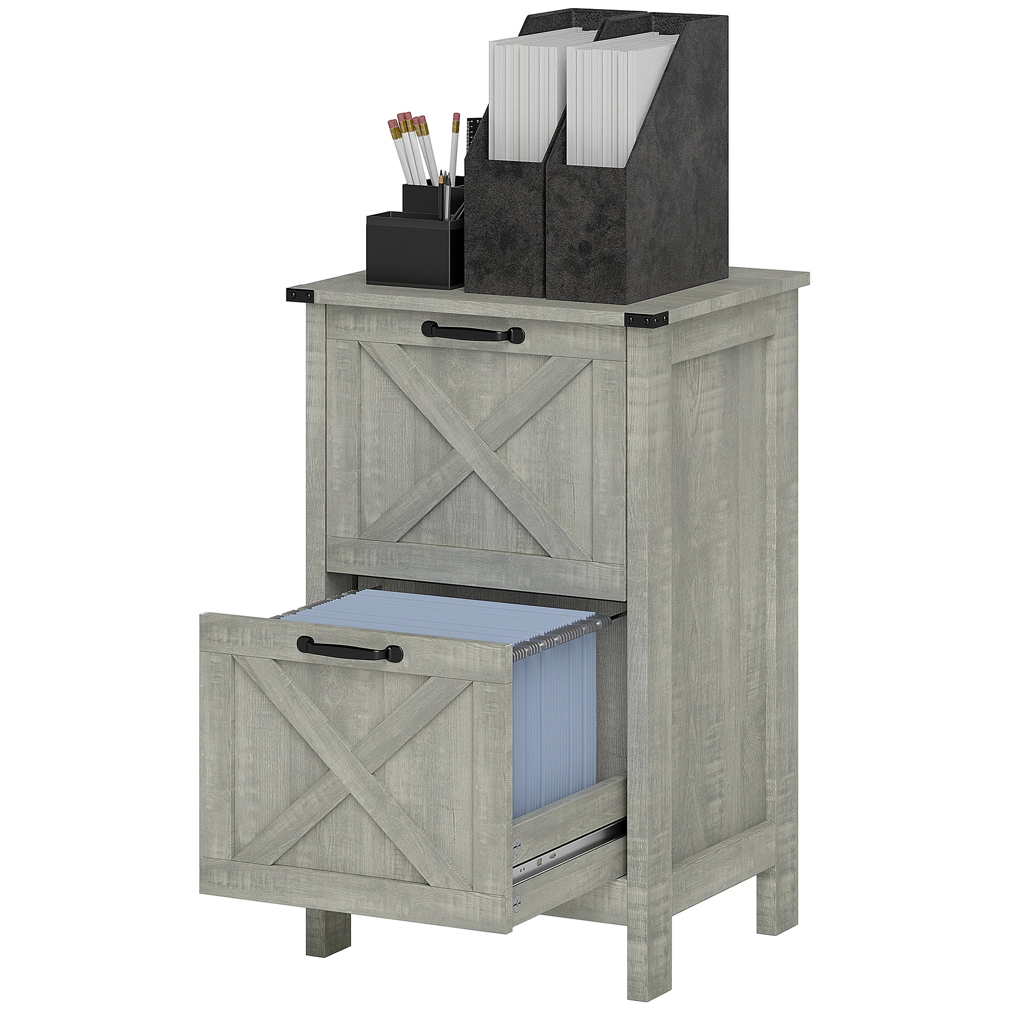 HOMCOM Vertical File Cabinet with 2 Drawers for A4 Letter Size, Light ...