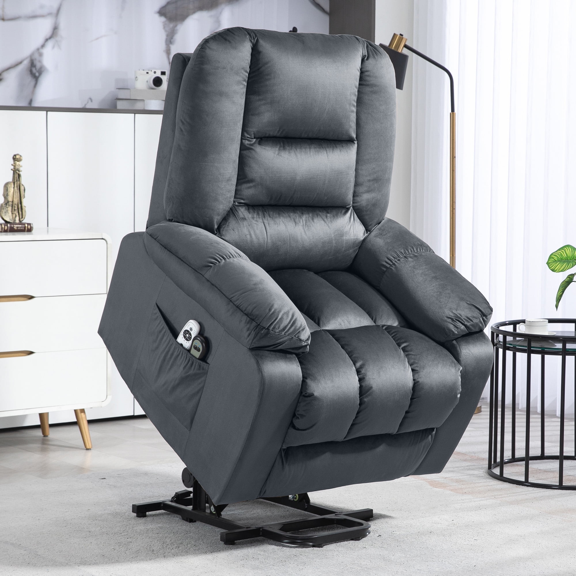 HOMCOM Vibration Massage Lift Recliner Chair with Heat, Gray - Walmart.com