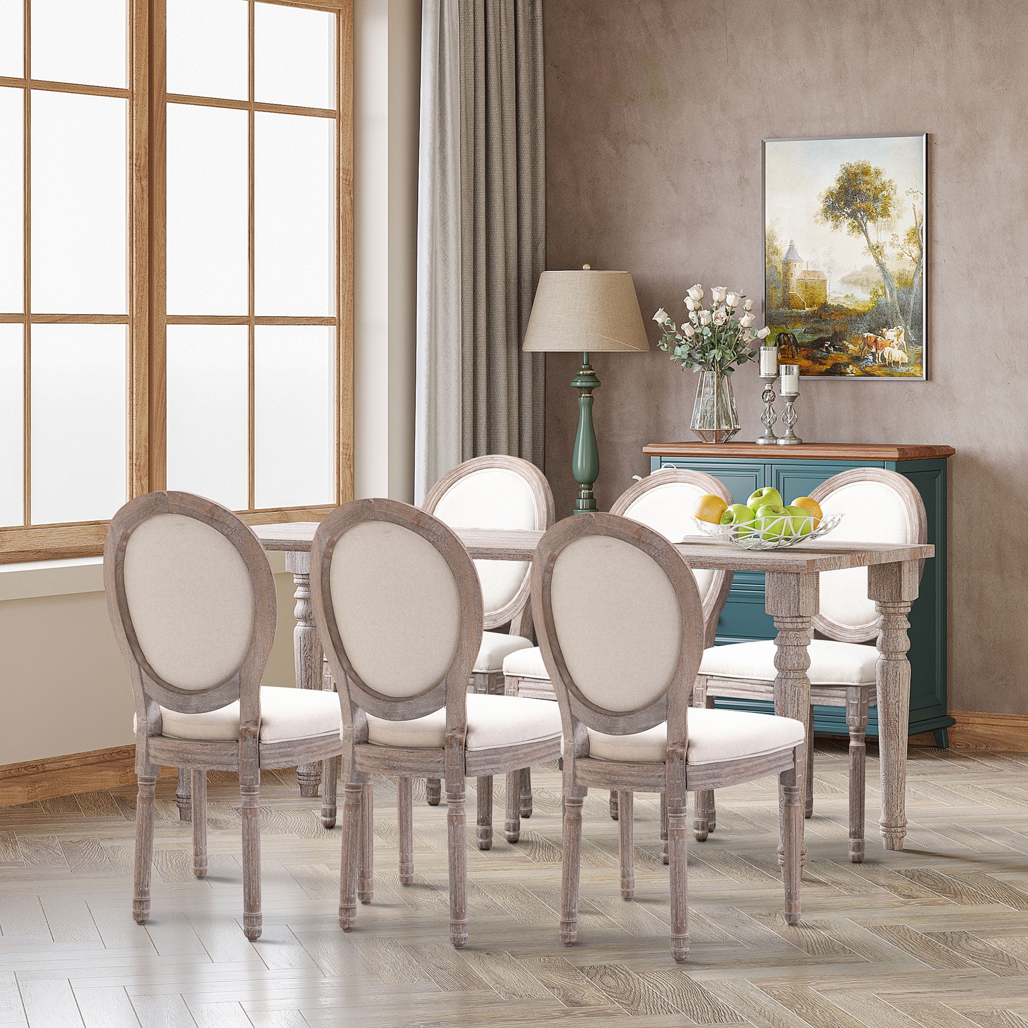 Free Shipping! HOMCOM Vintage Armless Dining Chairs Set of 6, French ...