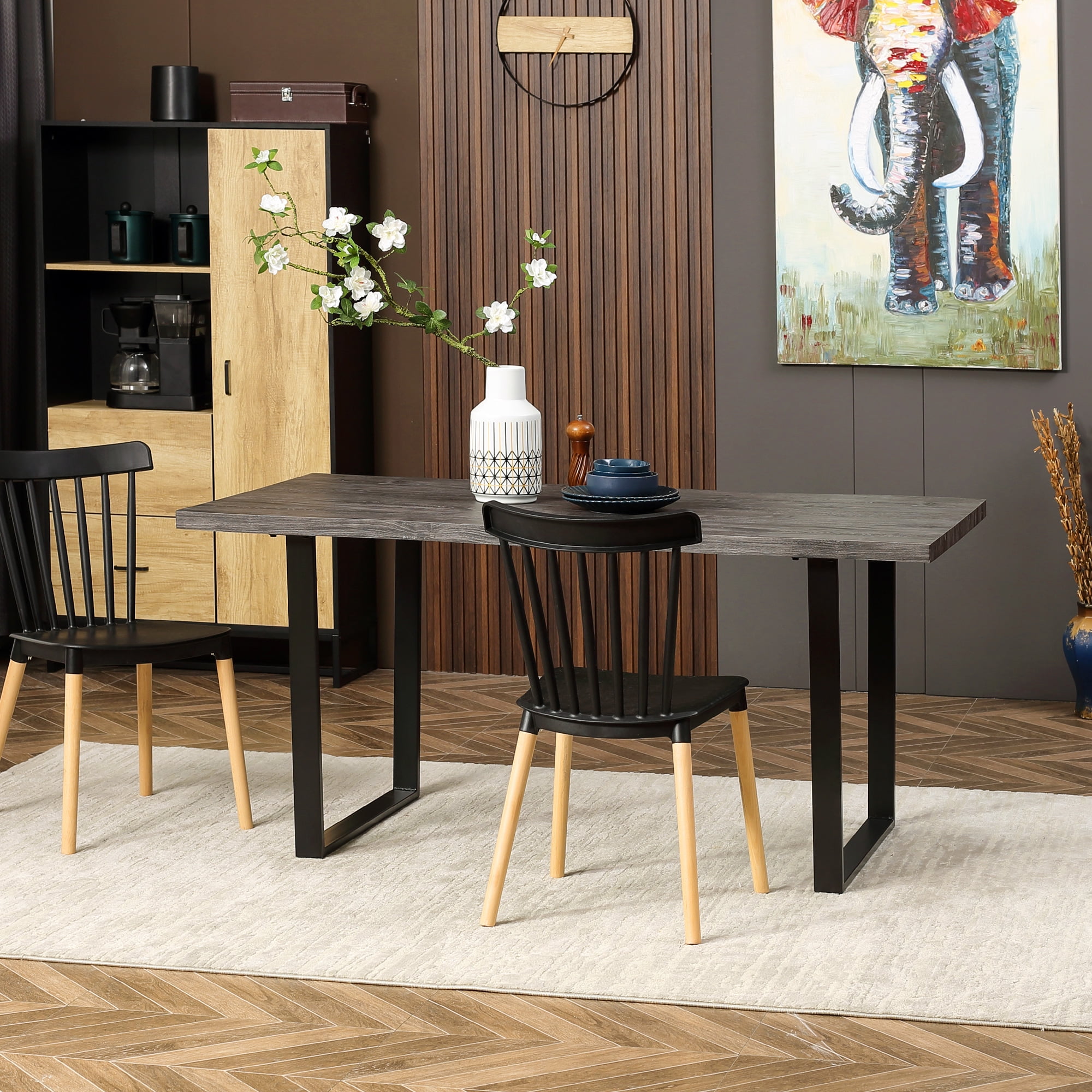 Dining Table with Sturdy Legs - Kitchen Table for 6 People - Walmart.com
