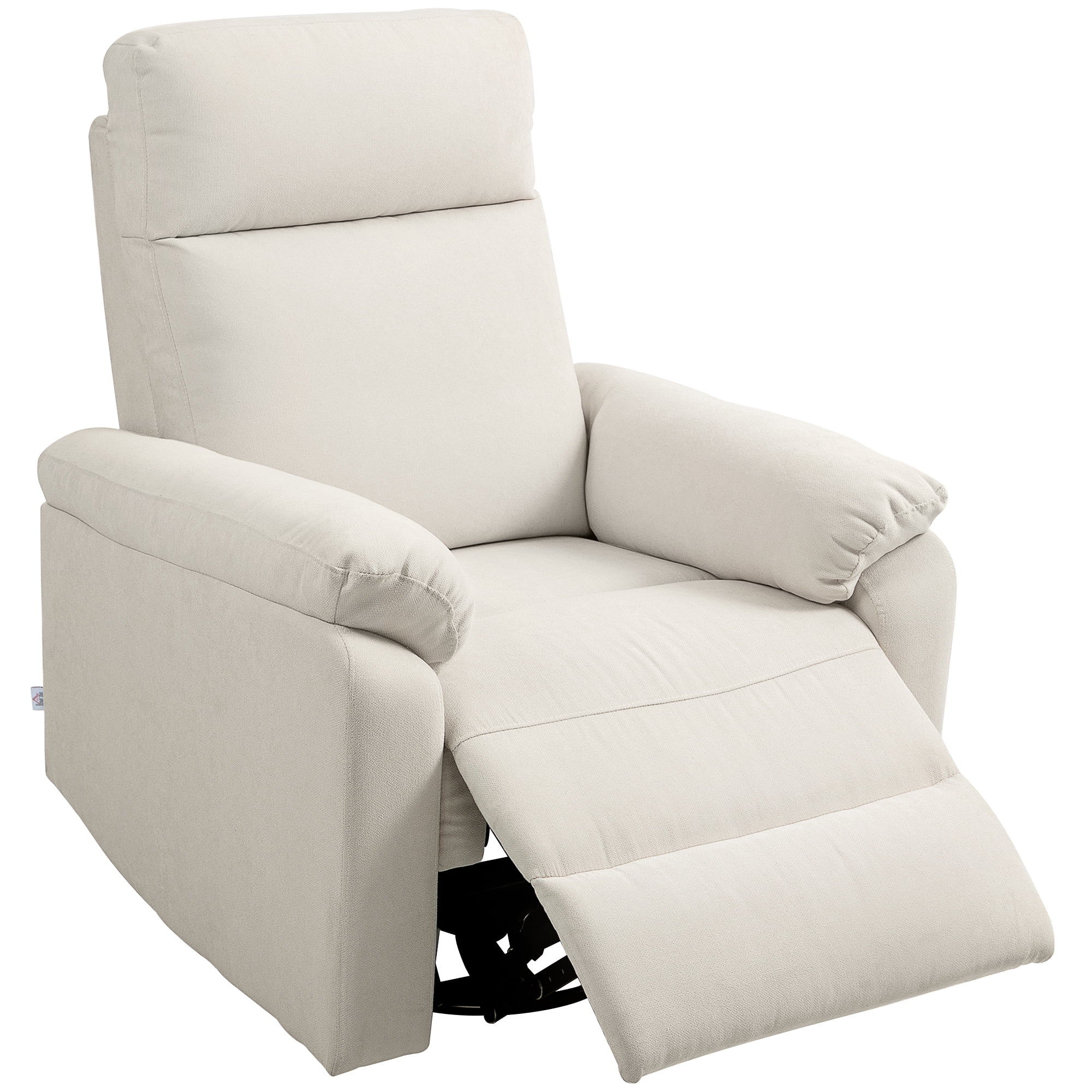 HOMCOM Wide Swivel Rocker Recliner, Overstuffed Reclining Sofa, Cream ...