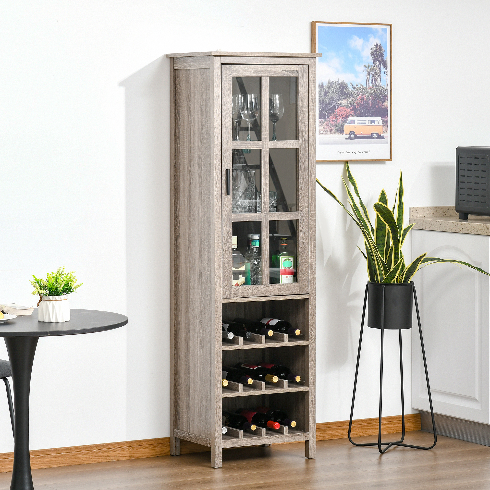 Winsome Wood Ryan 16-Bottle Wine Cabinet with Display Glass Door ...